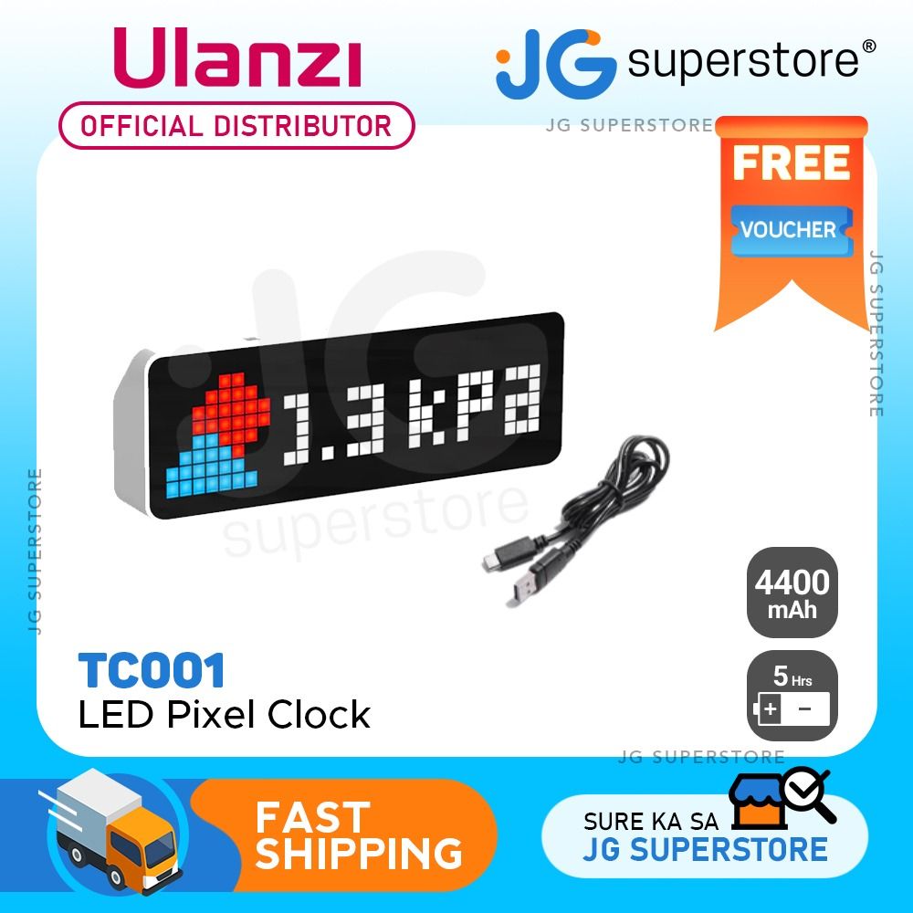 Ulanzi TC001 Smart LED Pixel Clock with Type-C Port, 5-Hour Battery Life, Weather Forecast ...