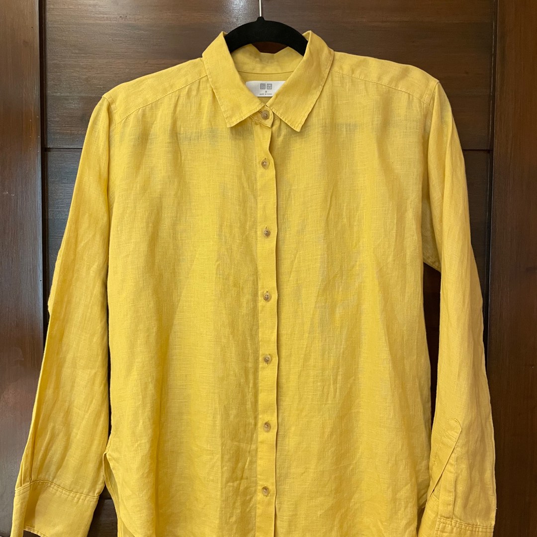 Uniqlo linen polo, Women's Fashion, Tops, Longsleeves on Carousell