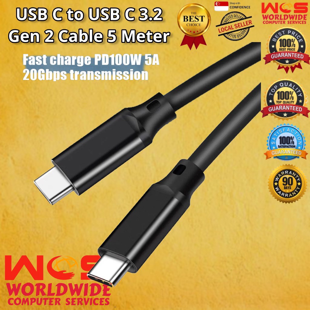 USB C to USB C 3.2 Gen 2 Cable Video Cable Type C PD 100W 5A Fast ...