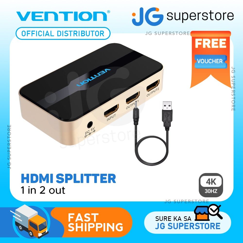Vention 1 in 2 out HDMI 1.4 Splitter Aluminum Alloy 4K 30Hz with 30 ...