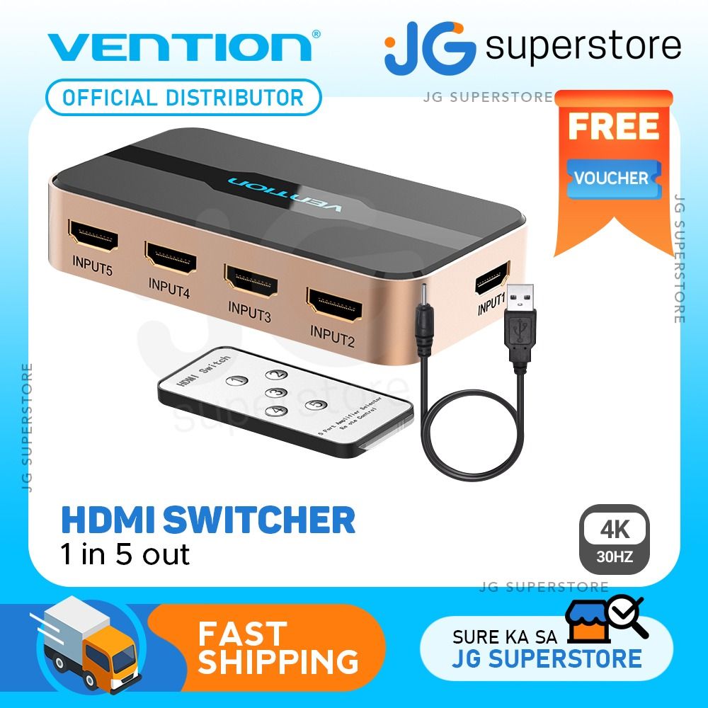 Vention 5 in 1 out HDMI Switcher Aluminum Alloy 4K 30Hz with Remote ...
