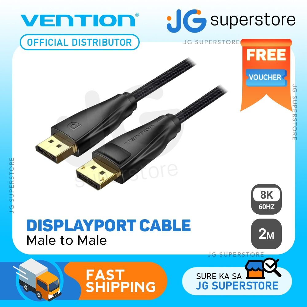Vention Cotton Braided DisplayPort Male to Male Cable DP Gold Plated 8K ...