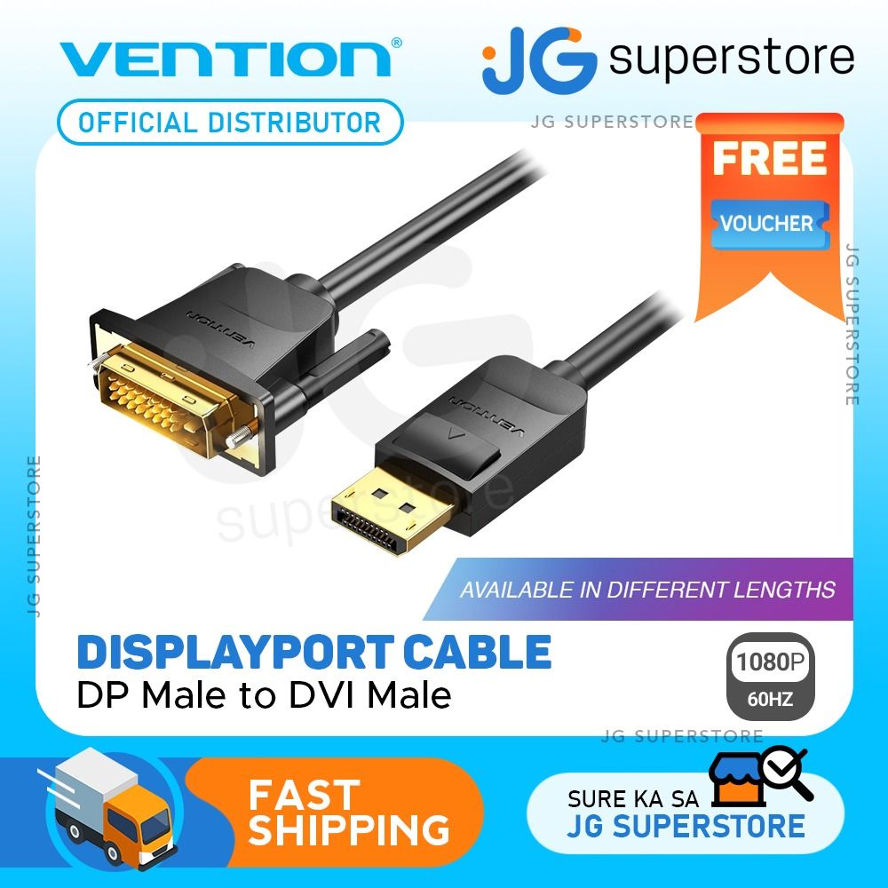 Vention DVI 1080p HD 3D 60Hz (24+1) DisplayPort DP Male to DVI Male ...
