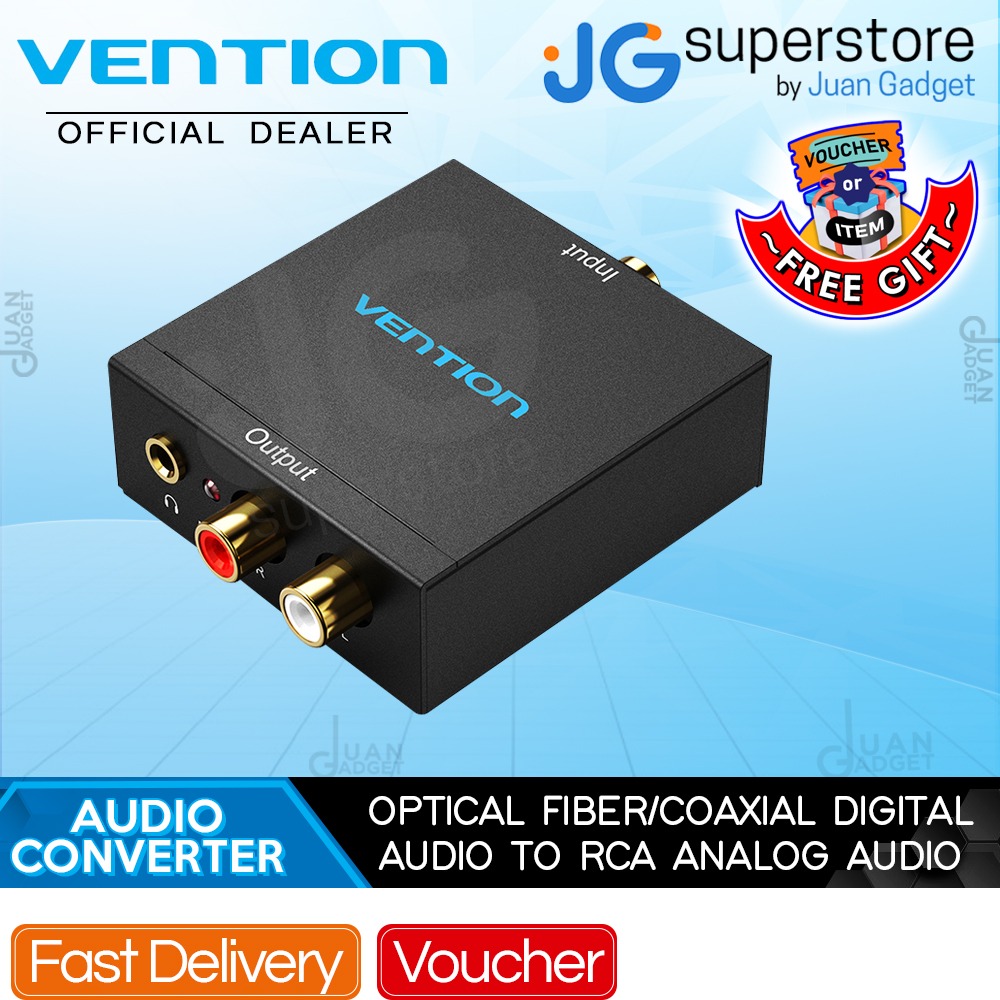 Vention Optical Fiber/Coaxial Digital Audio to RCA Analog (L/R) 3.5mm ...