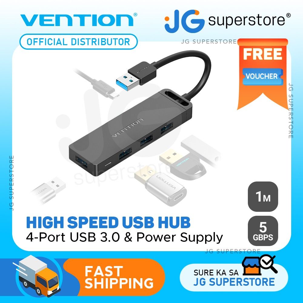 Vention USB 3.0 Hub 4-Ports 5Gbps High-Speed Transfer with LED Indicator Lamp, Smartphone ...