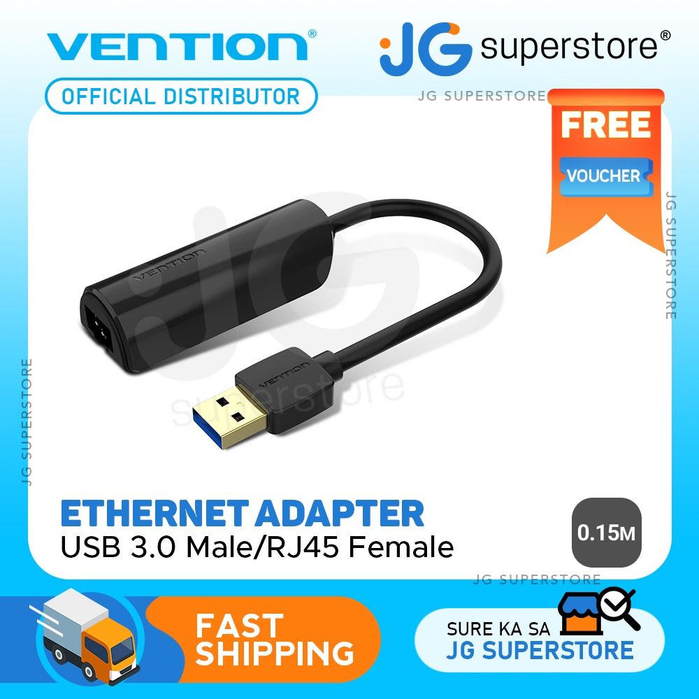Vention USB 3.0 Male Ethernet Adapter to RJ45 Female 1000Mbps Cable Gold-Plated Cord for Laptop ...
