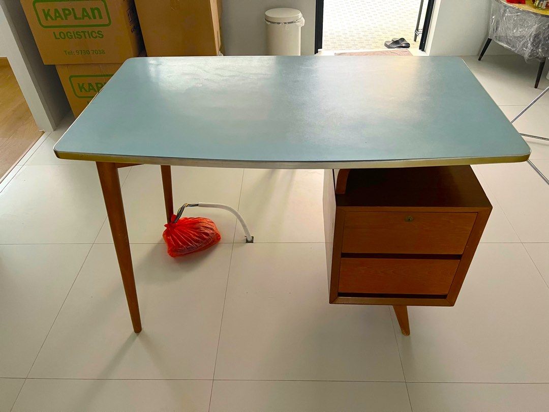 Vintage mid-century teak pencil leg table, Furniture & Home Living ...