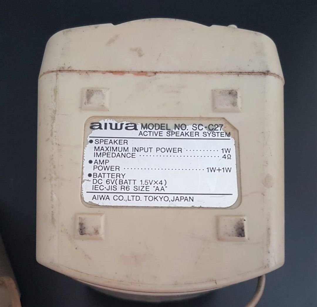 Vintage Mini Speakers, Aiwa Active Speaker System, Model SC-C27, Japan ...