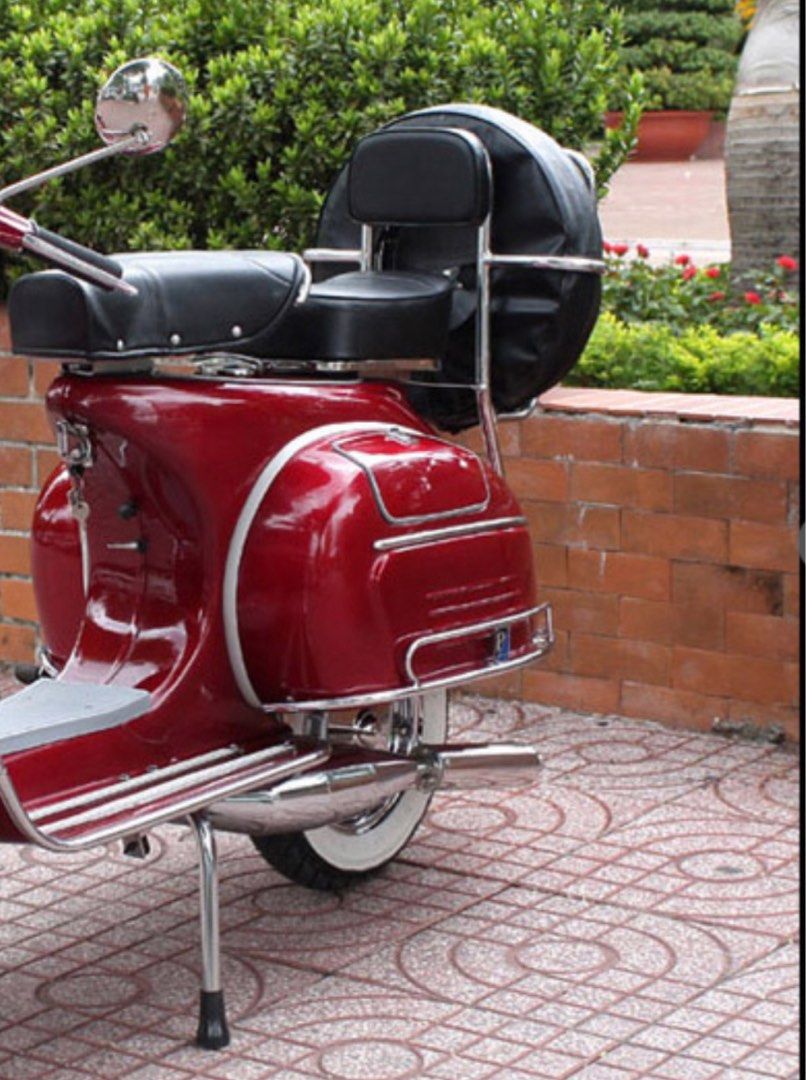 Vintage Vespa back rest with spare tire bracket., Motorcycles ...