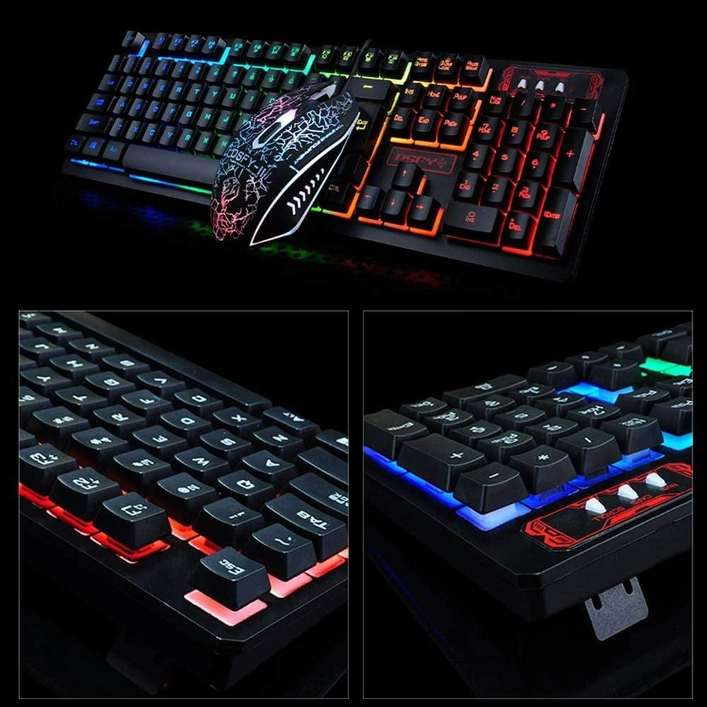 1828) LEXONELEC KEYBOARD MOUSE COMBO K-13 104 KEY WIRED RAINBOW BACKLIT ...