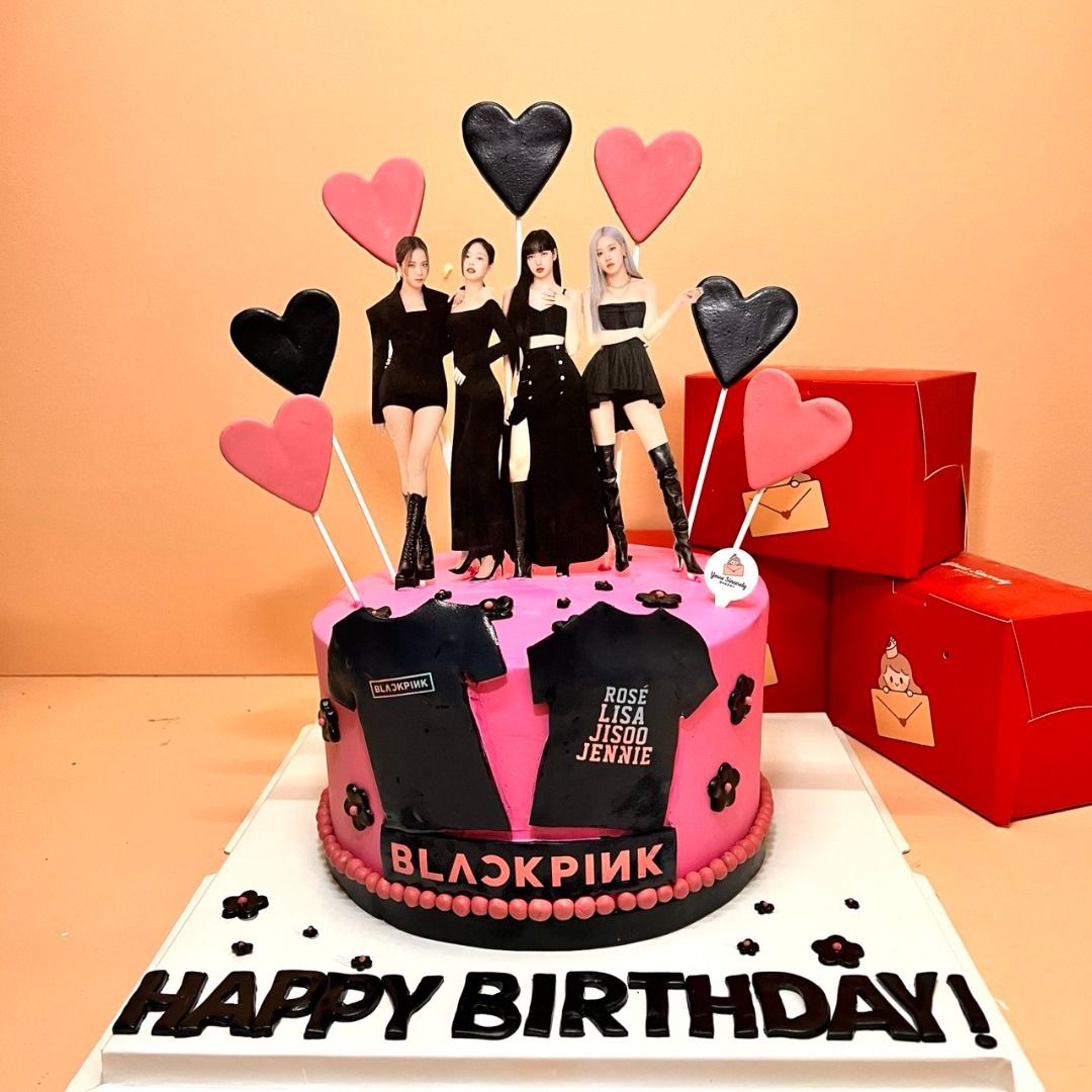 5inch Black Pink Korea Band Theme Customise Cake, Food & Drinks ...