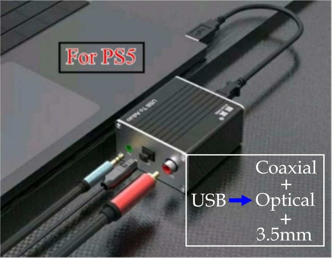 [實體商店](支援 PS5/Laptop/PC) USB to Optical + Coaxial + 3.5mm, USB to 3.5mm ...