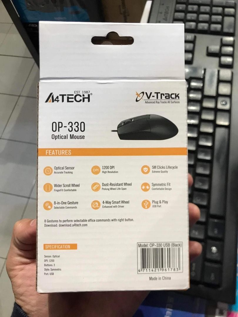 A4Tech OP-330 3D Optical Mouse Wired USB Black, Computers & Tech, Parts ...