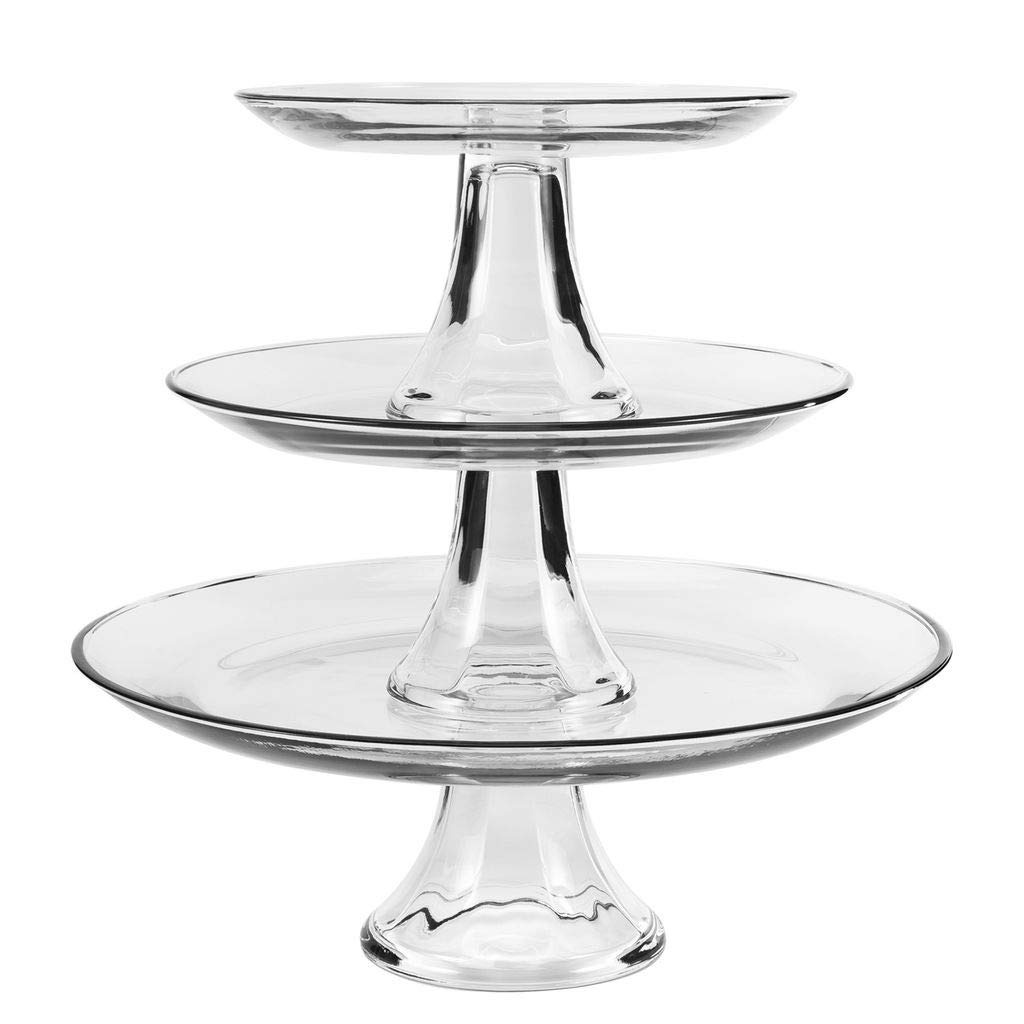 Anchor Hocking Presence Glass 3 Tier Cake Stand Set, 33 x 33 x 12 cm ...