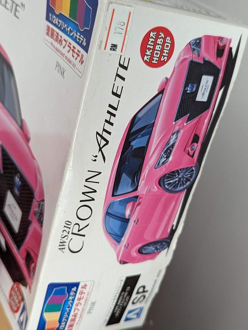 Aoshima Toyota Crown Athlete AWS210 Pink Pre Painted 1/24 Model Kit ...