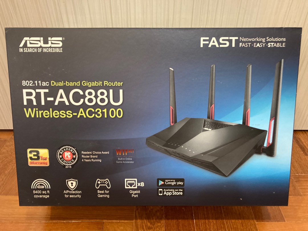 Asus RT-AC88U Wireless-AC3100 Router, Computers & Tech, Parts ...