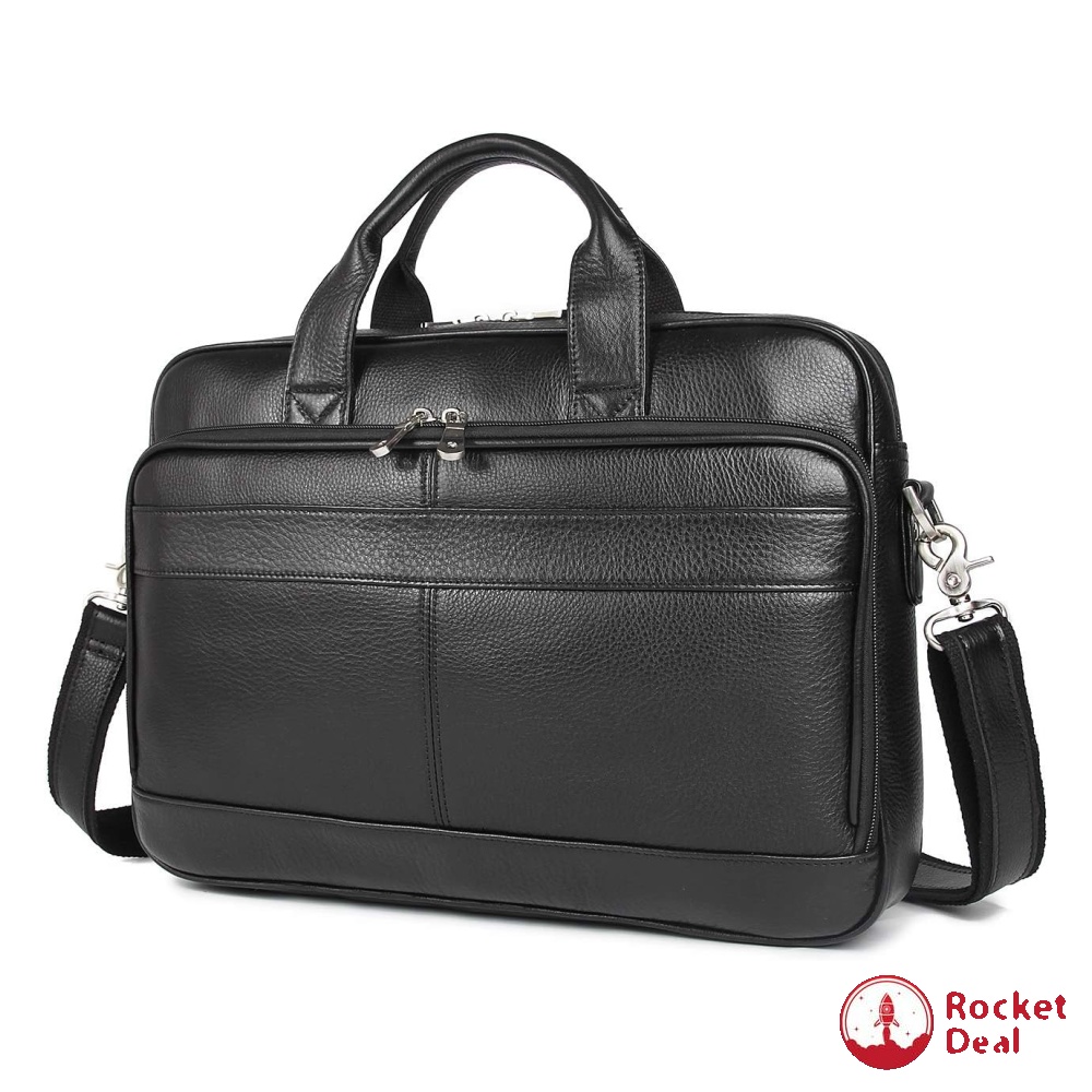 Augus Leather Messenger Bag for Men Vintage Travel Backpack 17 inch laptop Briefcase Shoulder ...