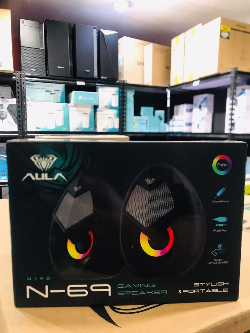 Aula N-69 Wind RGB Desktop Gaming 6 Watts Speaker 2.0 3.5mm USB Powered ...