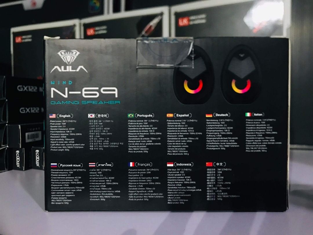 Aula N-69 Wind RGB Desktop Gaming 6 Watts Speaker 2.0 3.5mm USB Powered ...