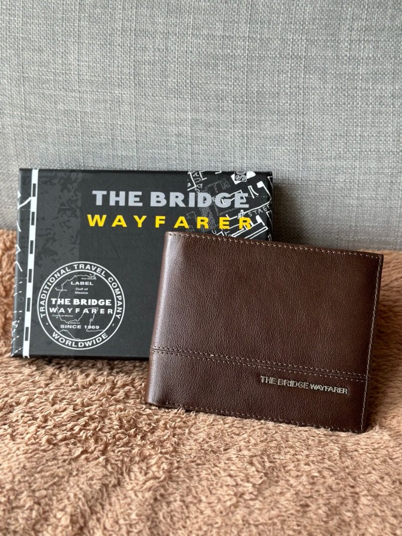 Authentic THE BRIDGE WAYFARER Leather Tri-fold Brown Horizontal Wallet ...