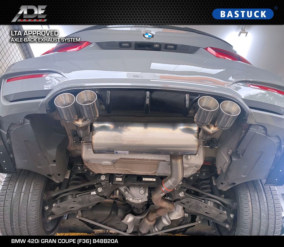 BASTUCK LTA APPROVED AXLE-BACK EXHAUST SYSTEM ON BMW 420i GRAN COUPE ...
