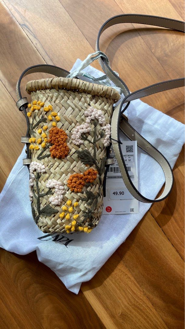 BNWT Zara Raffia Mini Crossbody Bag, Women's Fashion, Bags & Wallets ...