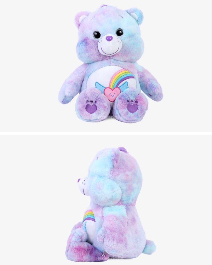 韓國代購carebears 彩虹愛心限量 紫色彩色熊45cm, 興趣及遊戲, 玩具 & 遊戲類 - Carousell