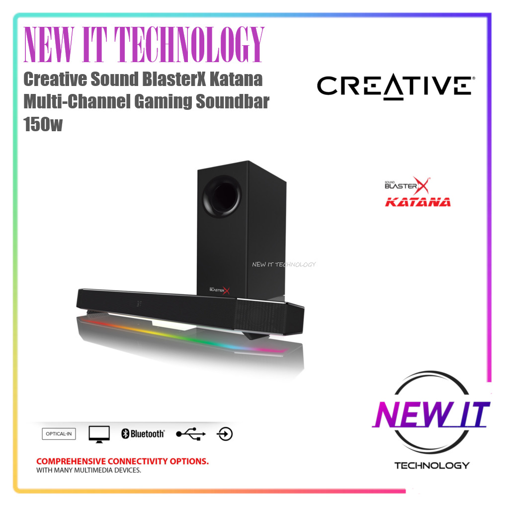 Creative Sound BlasterX Katana Multi-Channel Gaming Soundbar 150w - Bluetooth,AUX-in,USB ...