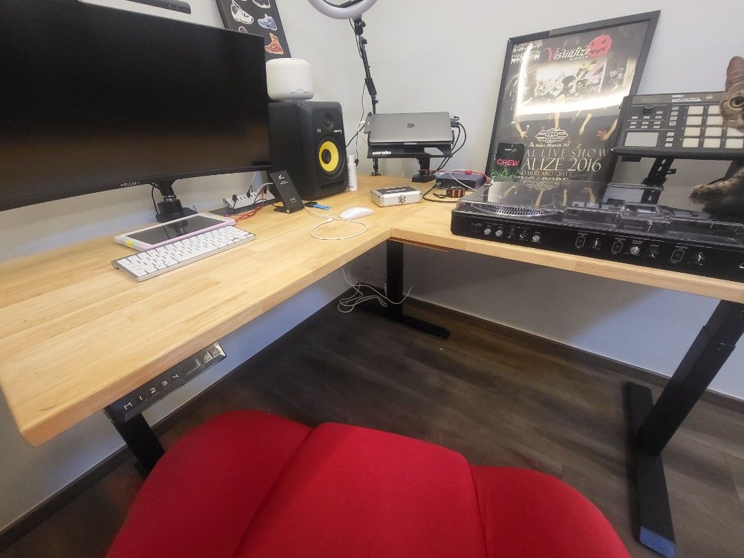 Custom L shape study/gaming table, Furniture & Home Living, Furniture ...