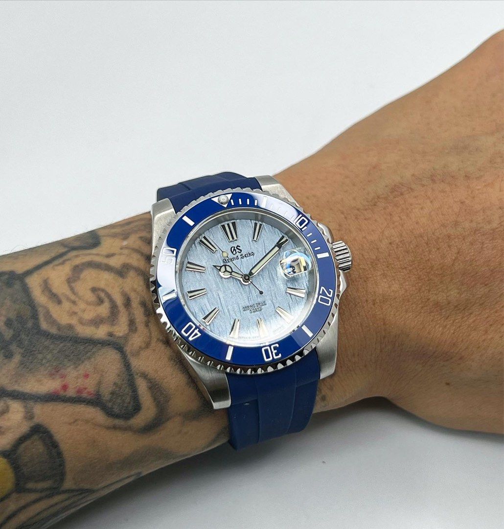 Custom Seiko Mod Ice Blue GS Smurf Submariner 40mm, Men's Fashion ...