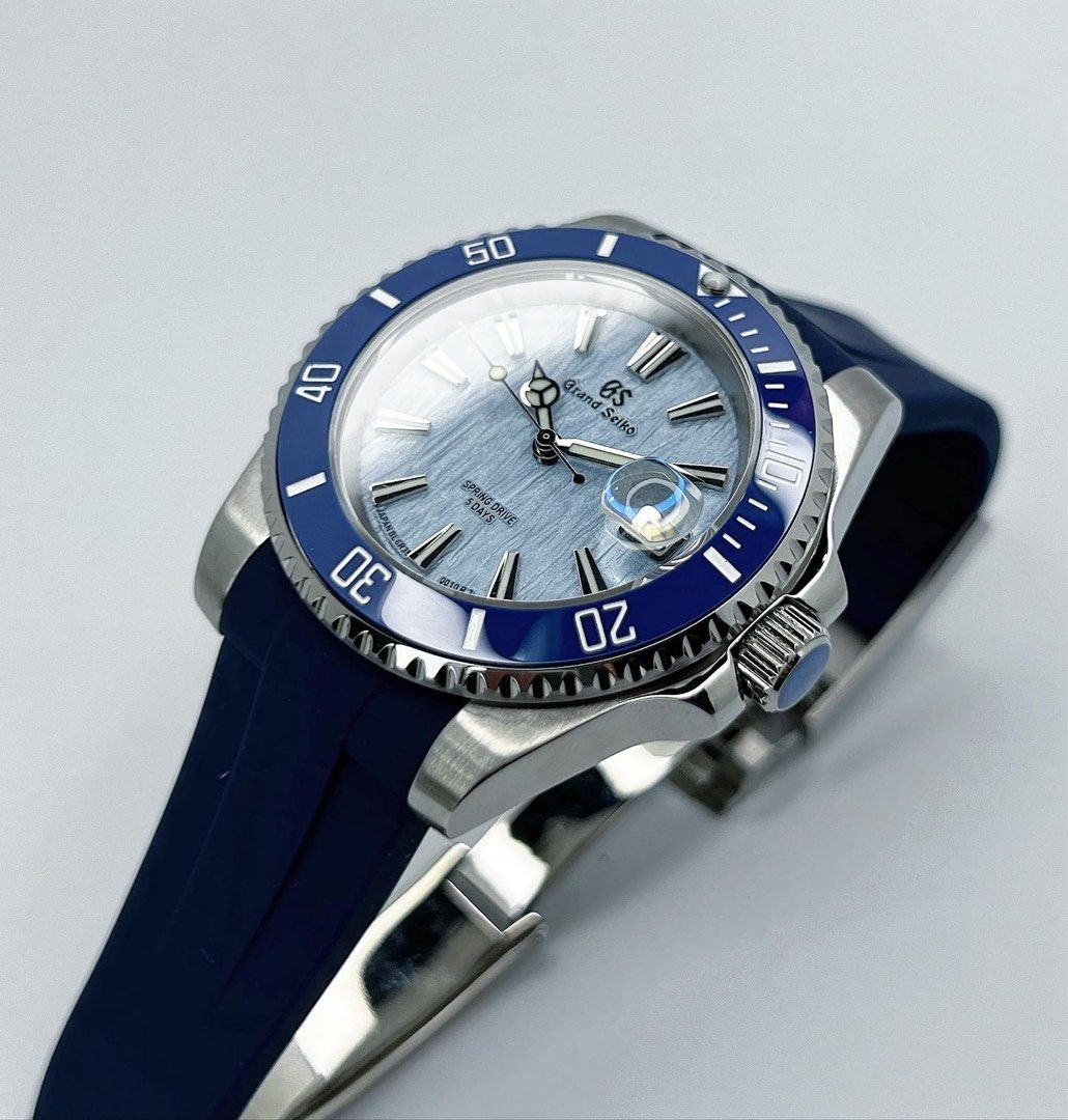 Custom Seiko Mod Ice Blue GS Smurf Submariner 40mm, Men's Fashion ...
