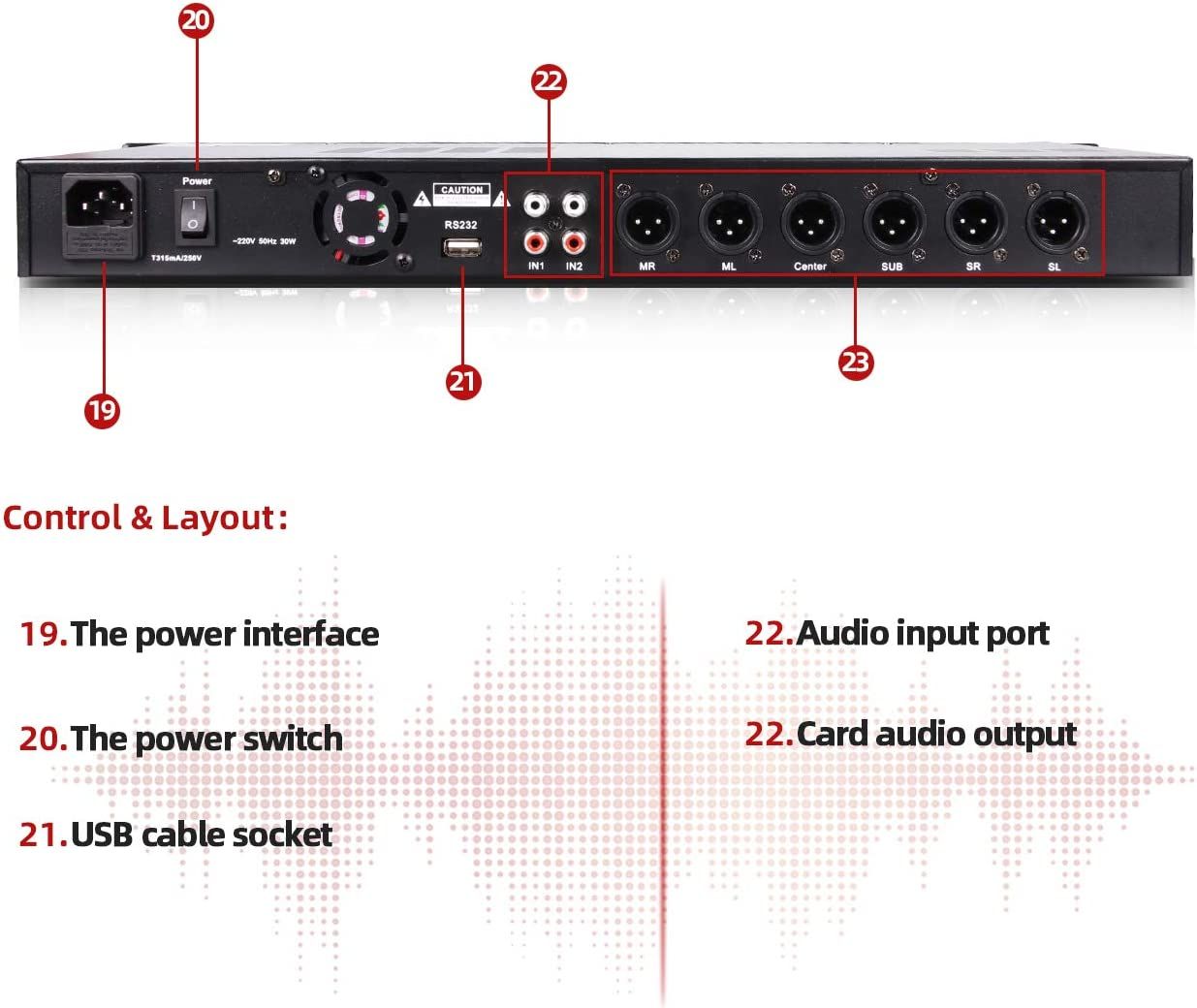 Depusheng X5 Digital Mixer Reverberator Microphone KTV Audio Processor ...