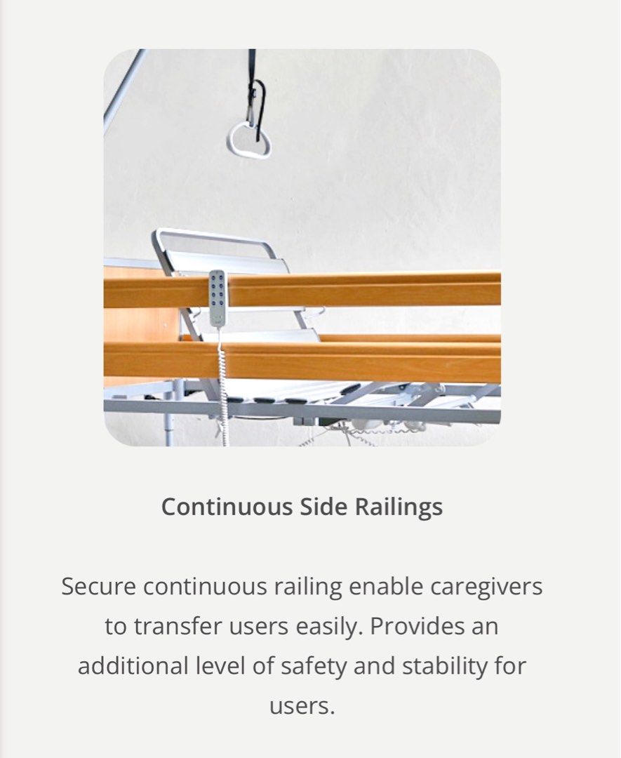 Domiflex Premium Nursing Bed, Continuous Side Rails, Furniture & Home ...