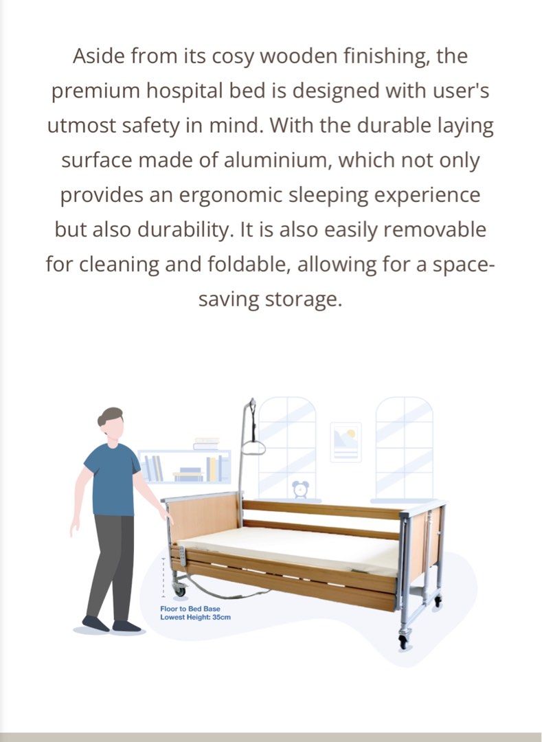 Domiflex Premium Nursing Bed, Continuous Side Rails, Furniture & Home ...