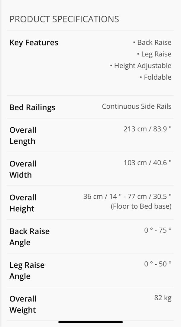 Domiflex Premium Nursing Bed, Continuous Side Rails, Furniture & Home ...