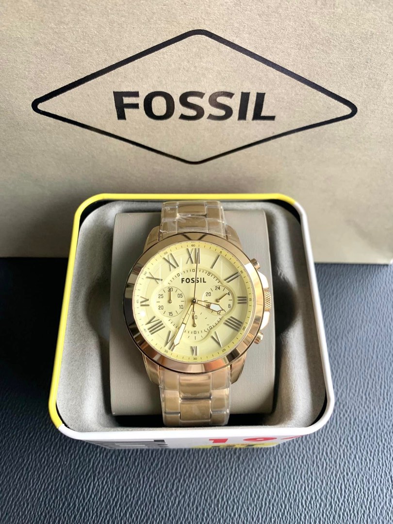 FOSSIL ALL GOLD DIAL GRANT STEEL AUTHENTIC WATCH on Carousell