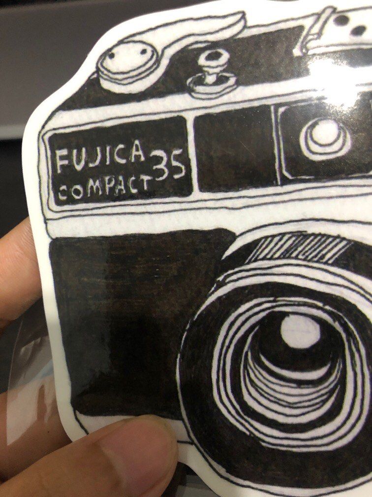 Fujica Compact 35 Camera Doodle B-side Label Sticker Macbook Rimowa ...