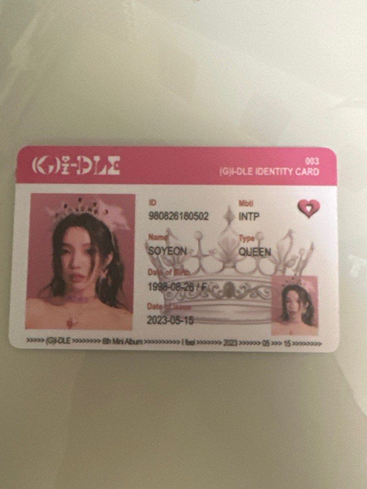 Gidle Soyeon ID CARD, 興趣及遊戲, 收藏品及紀念品, 韓流 - Carousell
