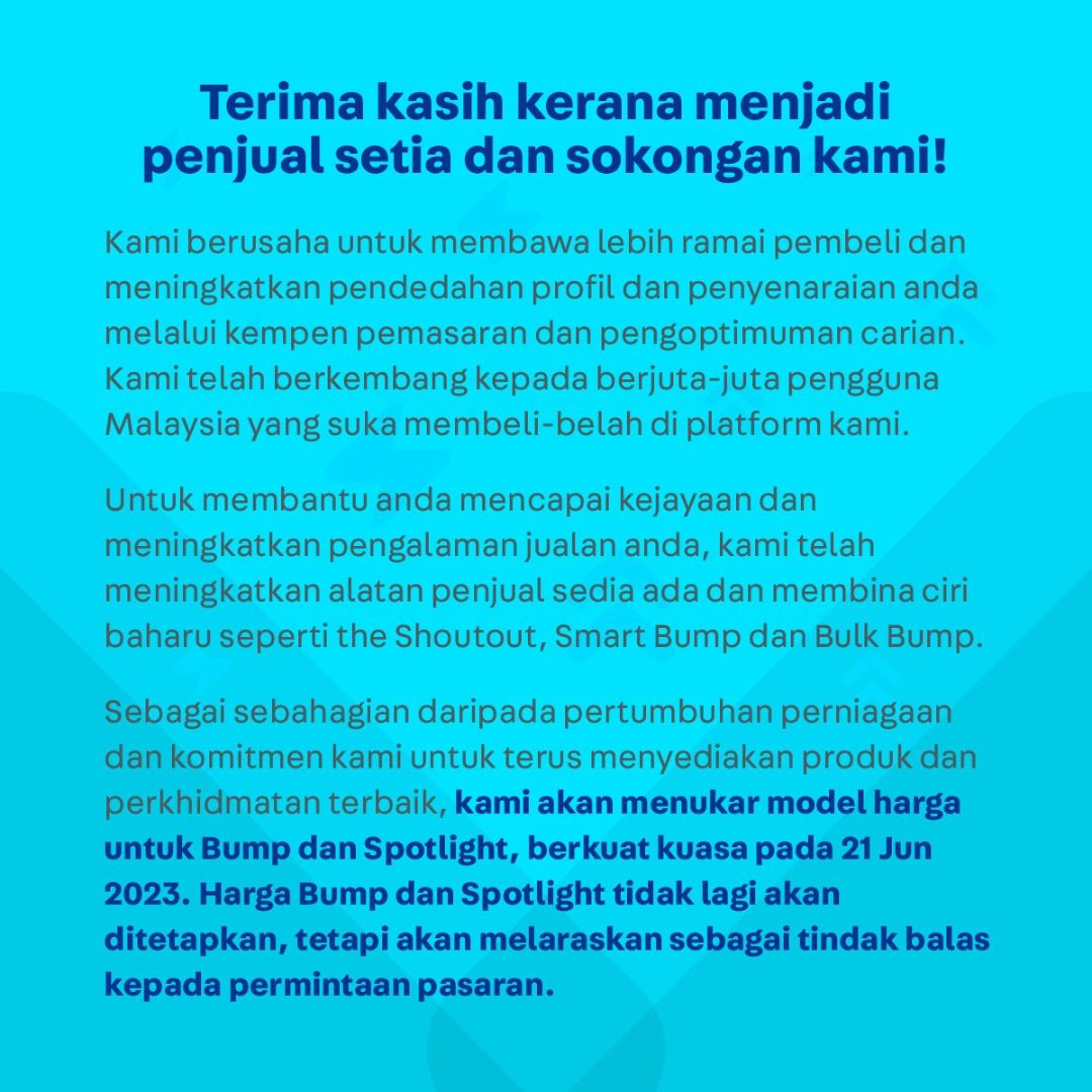 Harga kemas kini untuk Bumps dan Spotlight, Announcements on Carousell