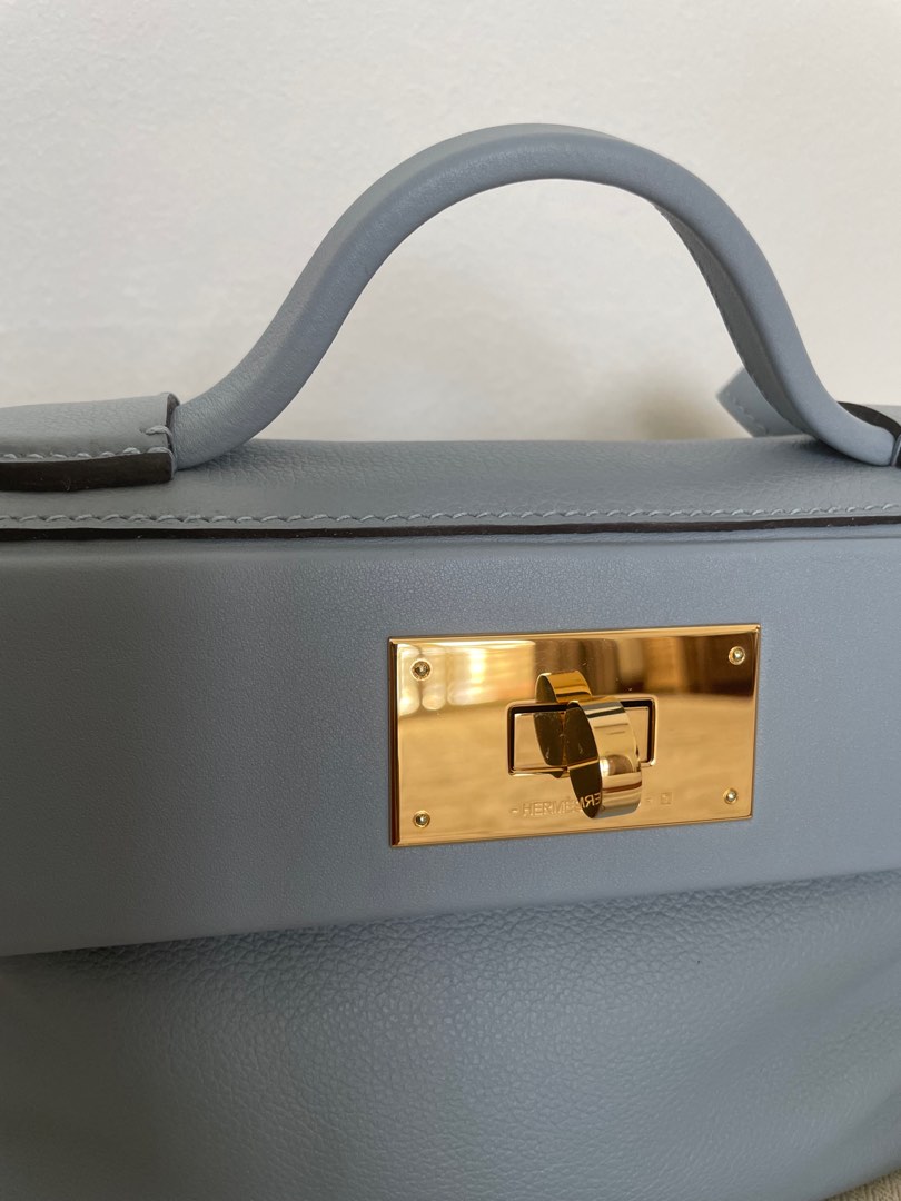 Hermes mini 24/24 bleu lin ghw, Luxury, Bags & Wallets on Carousell