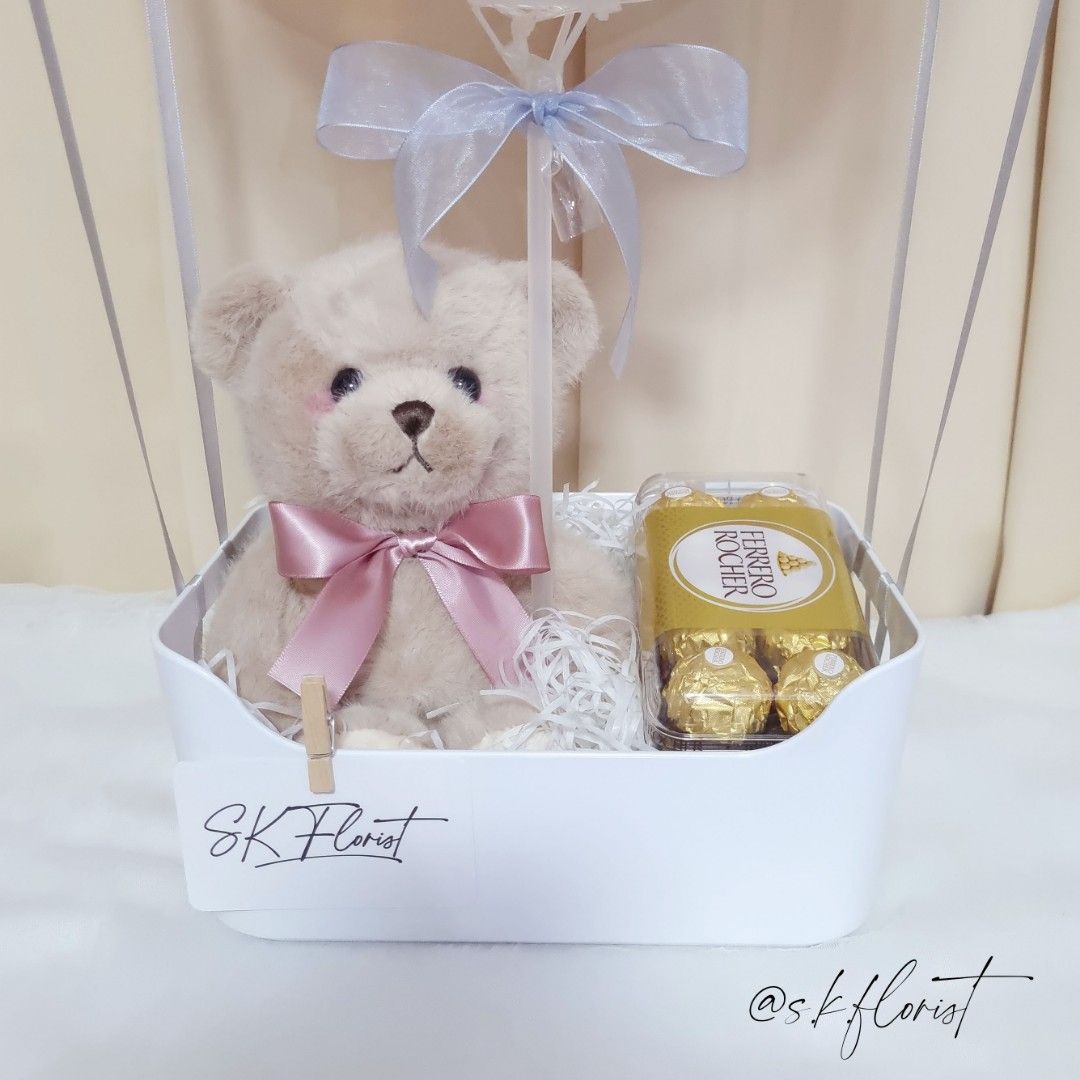 Hot Air Balloon Hamper - Teddy Bear & Ferrero Rocher | Birthday ...