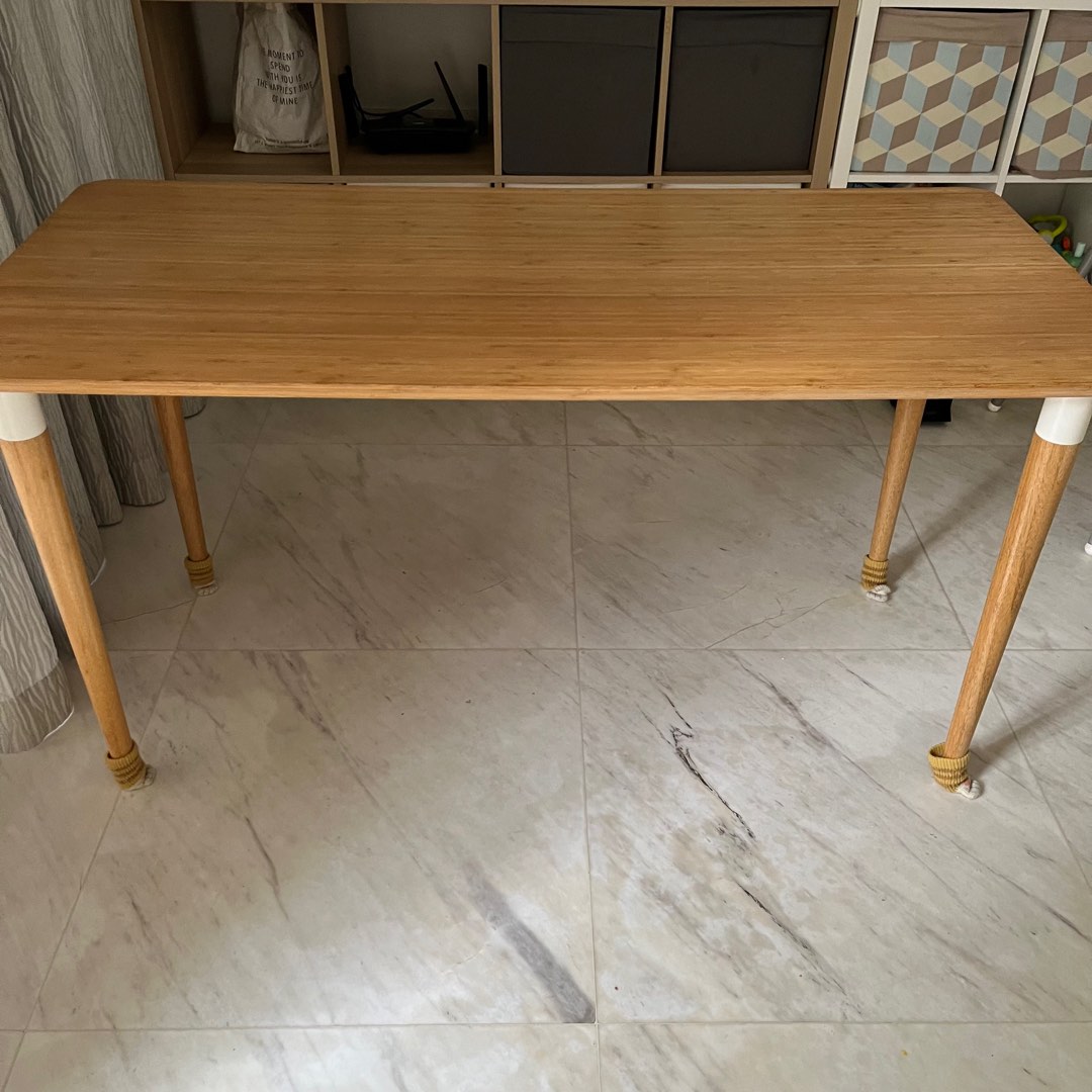 IKEA ANFALLARE / HILVER dining table, bamboo, 140x65 cm, Furniture ...