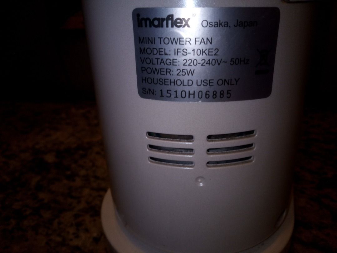Imarflex 伊瑪- 伊瑪牌『藍光』迷你直立扇IFS-10KE2 mini electric tower fan, 家庭電器, 冷氣機及暖 ...