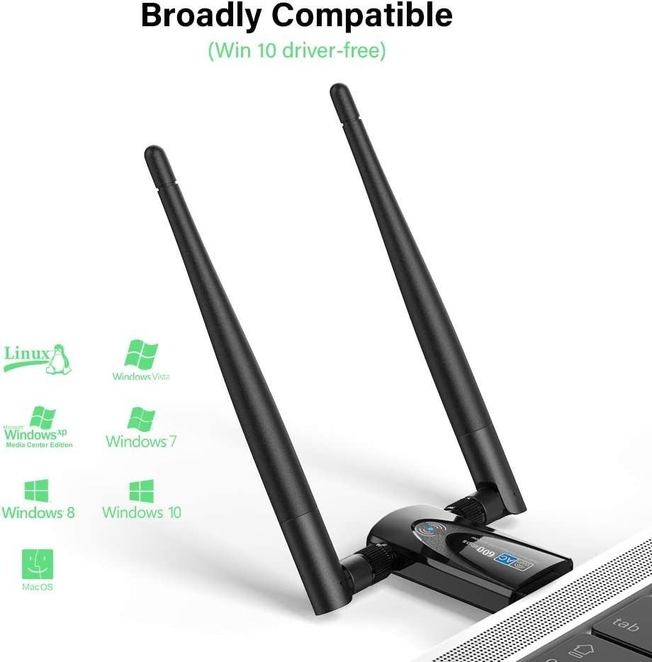 [K0008] USB WiFi Adapter, Techkey USB WiFi Dongle Dual WiFi Antenna ...
