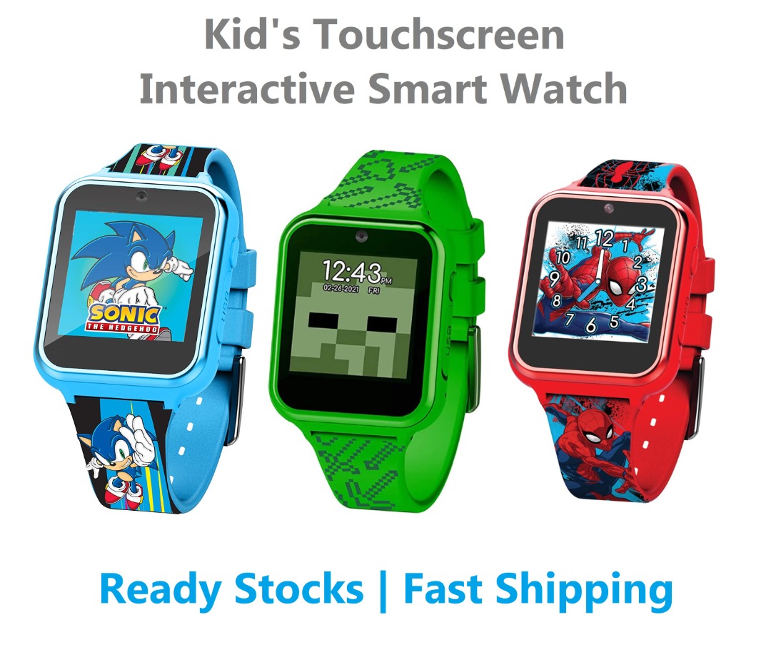 Kids Touchscreen Interactive Smart Watch, Spiderman, Minecraft, Sonic ...
