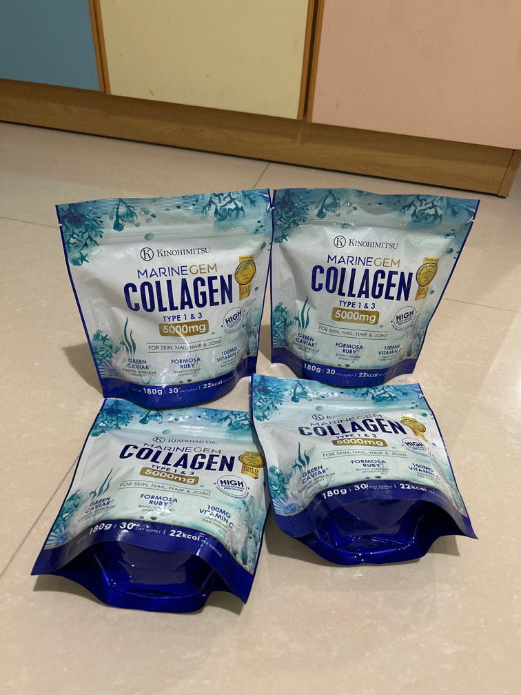 Kinohimitsu Marine Gem Collagen Powder 5000mg Type 1 and 3, Health ...