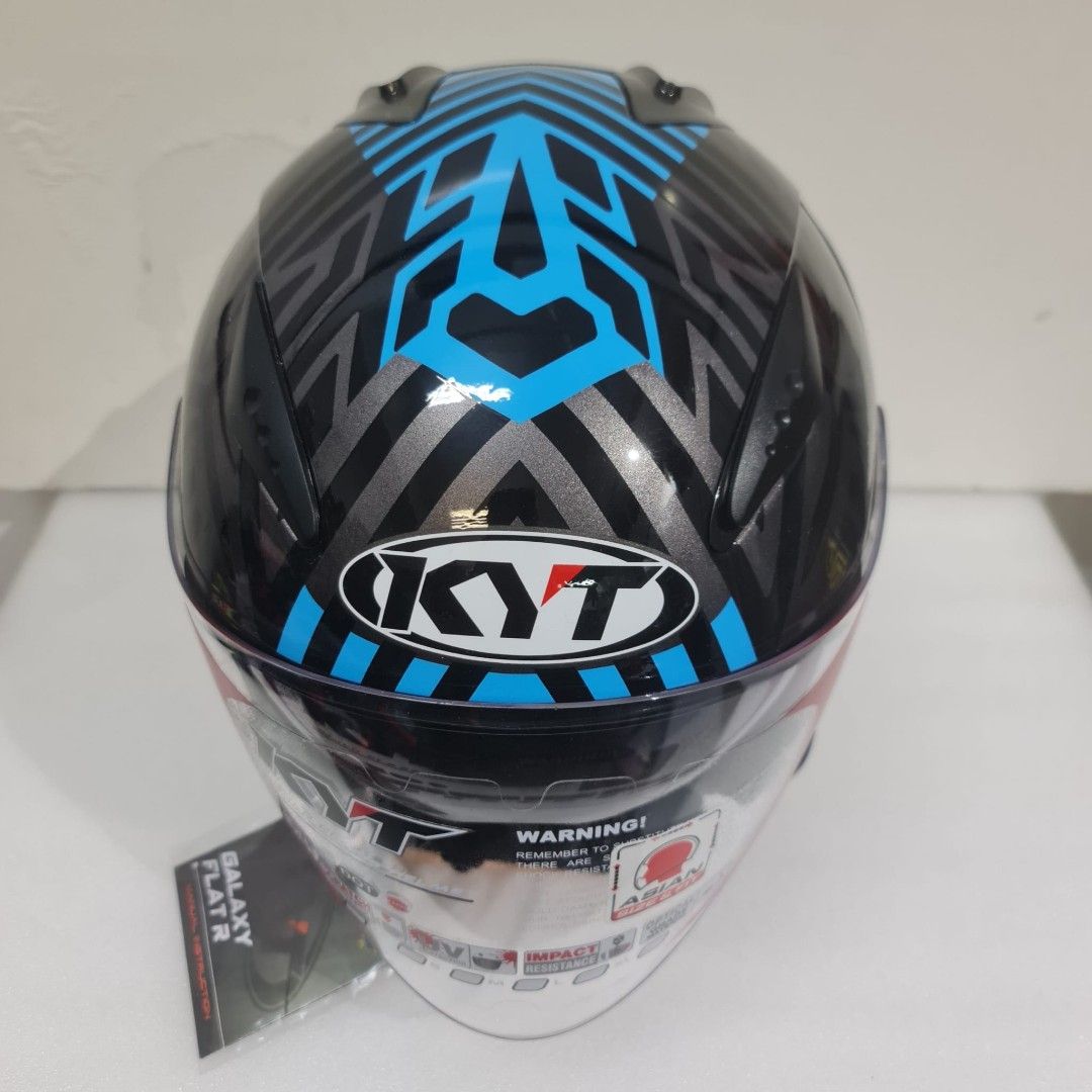 KYT GALAXY R GLOSS FLOU BLUE HELMET, Motorcycles, Motorcycle Apparel on Carousell