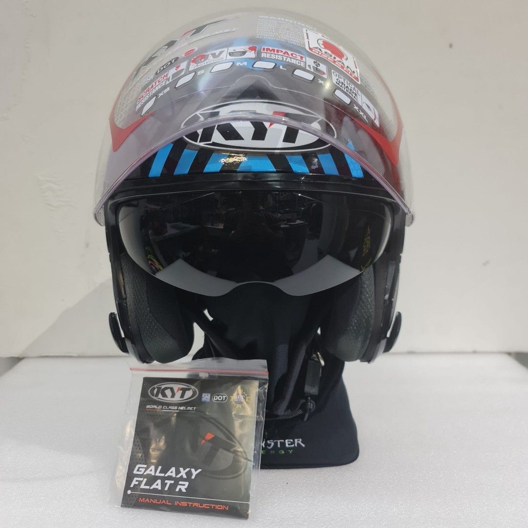 KYT GALAXY R GLOSS FLOU BLUE HELMET, Motorcycles, Motorcycle Apparel on ...