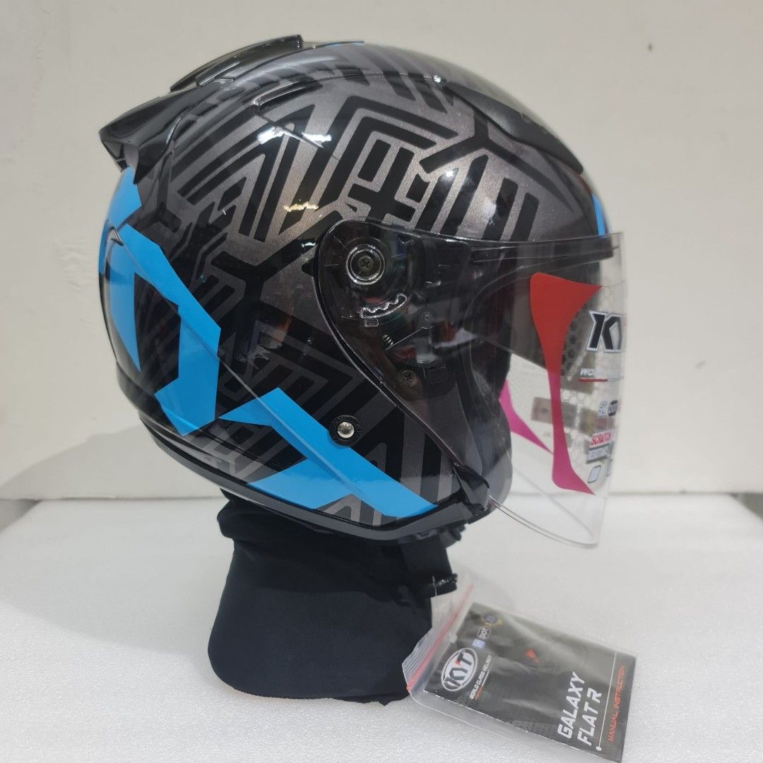 KYT GALAXY R GLOSS FLOU BLUE HELMET, Motorcycles, Motorcycle Apparel on Carousell