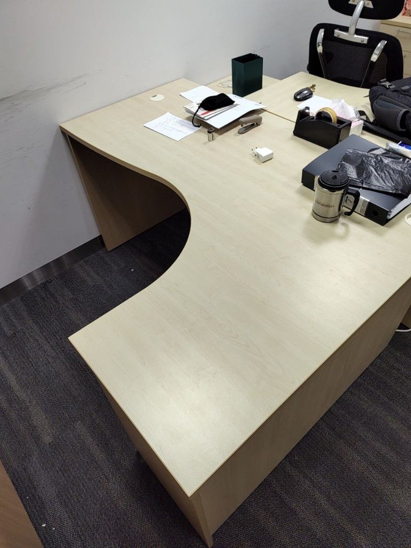 L-Shaped Office Table x2, Furniture & Home Living, Furniture, Tables ...